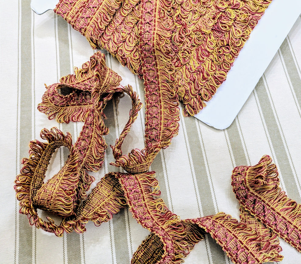 Dark Pink, Orange, Gold Tassel Fringe – English Country Fabric